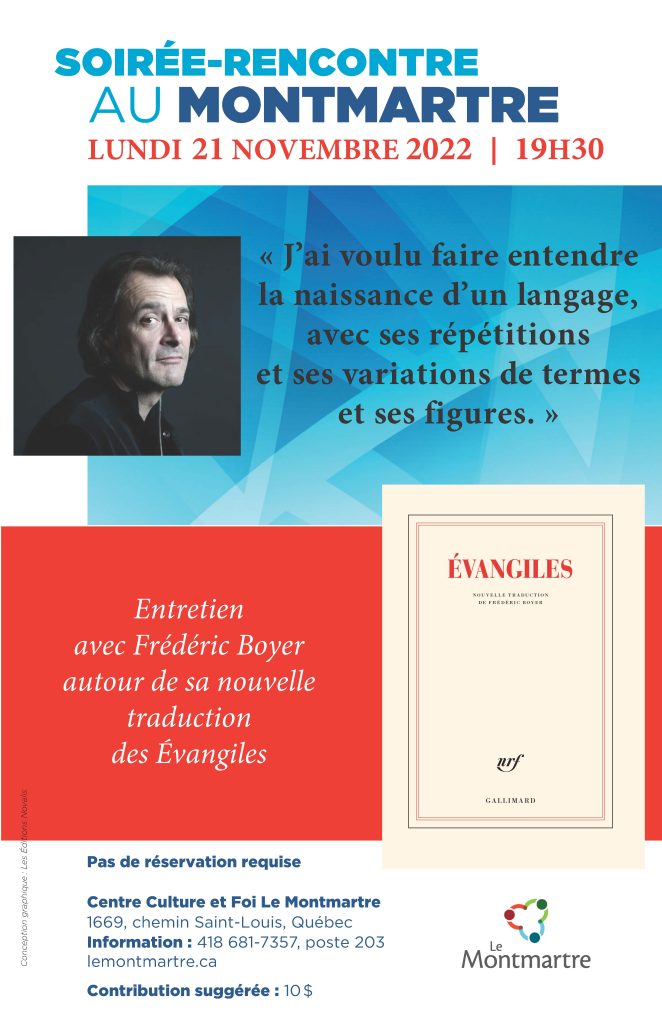 Évangiles. Entretien avec Frédéric Boyer – Le Montmartre
